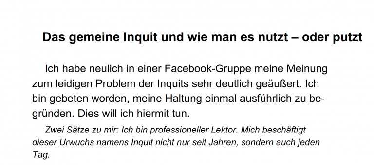 Das gemeine Inquit und wie man es nutzt – oder putzt – Worttaten